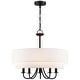 Martina 5-Light Black Chandelier Light with White Double Drum Shade ...